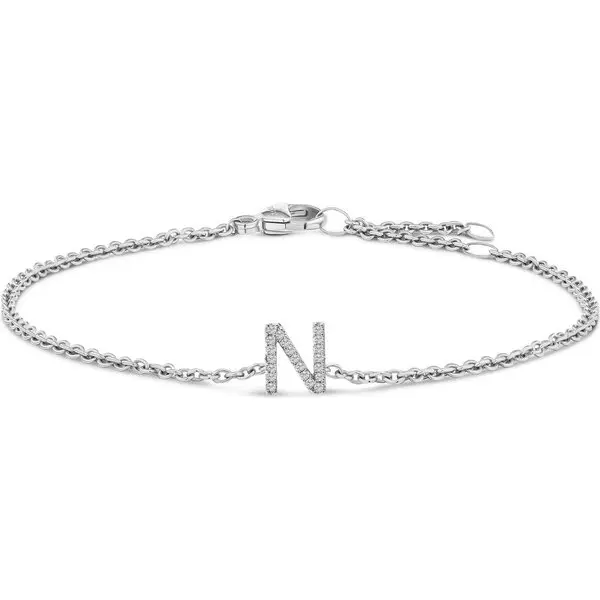 HAUS OF BRILLIANCE 10k Gold Diamond Accent Initial Charm Link Bracelet - White | N